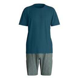 Calida Damen Pyjama "Relax Streamline 1", Gr. M, blau, Interlock, Obermaterial: 100% Baumwolle, Homewear-Sets, mit Rundhalsausschnitt und kurzem Arm,
