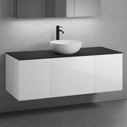 neoro n50 Schrank mit Waschtisch B: 140,5 T: 51,5 cm, 3 Ausz&uuml;ge, BN0064WM+BN0431WH+2#BN0430WH+BN0408BM,