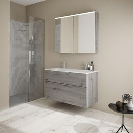 Burgbad Eqio Schrank mit Slim Keramik-Doppelwaschtisch, mit Spiegelschrank, SHCQ102F6015C0001G0146,