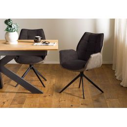 Drehstuhl Velours 61x61x89 dunkelgrau / braun HENRI #103