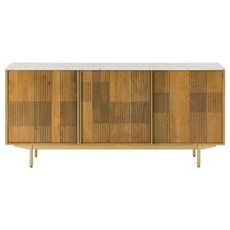 Sideboard Mango 180x40x80 hellbraun ge&ouml;lt / Marmor wei&szlig; MIAMI #100