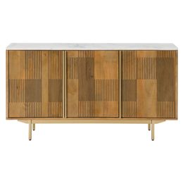 Sideboard Mango 150x40x80 hellbraun ge&ouml;lt / Marmor wei&szlig; MIAMI #101
