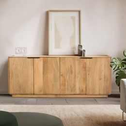 Pharao24.de Sideboard Massivholzkommode 4 t&uuml;rig - 175 cm breit