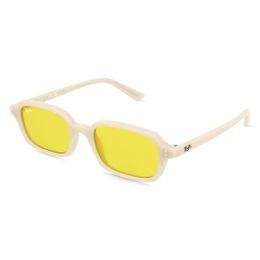 Ray-Ban RB4458 Zuri | Unisex-Sonnenbrille | Fassung: Vollrand, Quadratisch, Kunststoff, Wei&szlig; | Glasfarbe: Gelb