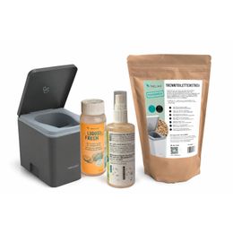 Trelino Evo L Trenntoilette inkl. Holy Shine Bio Active 100 ml / Liquid Fresh 100 ml / Trenntoilettenstreu 1,2 Liter anthrazit - Trenntoiletten