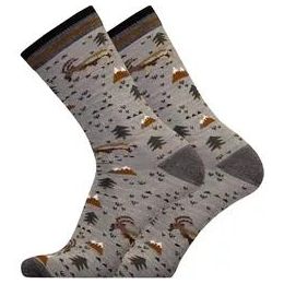 Socken UPHILLSPORT "IBEX 2er Pack", Damen, Gr. 43-46, grau, 58% Wolle, 40% Polyamid, 2% Elasthan, mehrfarbig, Socken Socken, mit winterlichen Motiven