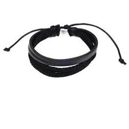 Lederarmband Firetti "Casual-Look, mehrreihiges Design, teilweise geflochten", schwarz, Armb&auml;nder, Damen, 24cm, Baumwolle Leder, Baumwolle, Leder, Lederarmband