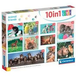 Puzzle Clementoni "10in1 Supercolor, Noli, Tierfreunde", bunt, Puzzles, Kinder, Pappe, Motiv, Made in Europe