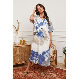Jos&eacute;fine Kleid in Beige/ Blau - 70% | Gr&ouml;&szlig;e XXL | Damen-kleider
