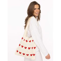 Zwillingsherz Shopper in Creme/ Rot - 26% | Damen-taschen