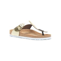 Comfortfusse Leder-Zehentrenner in Gold - 53% | Gr&ouml;&szlig;e 41 | Damen-sandalen