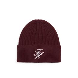 Tommy Hilfiger Herren Beanie &raquo;TOMMY SCRIPT CASHMERE&laquo; aus Kaschmirmix mit gesticktem Logo, Ma&szlig;e 21 x 24,5 cm