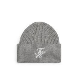 Tommy Hilfiger Herren Beanie &raquo;TOMMY SCRIPT CASHMERE&laquo; aus Kaschmirmix mit gesticktem Logo, Ma&szlig;e 21 x 24,5 cm