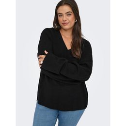 Only Carmakoma Damen Only CARMAKOMA V-Ausschnitt-Pullover &raquo;CARIBI LS RIB LOOSE V-NECK CC KNT&laquo; Viskosemischung, regular fit S