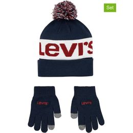 Levi's Kids 2tlg. Set: M&uuml;tze und Handschuhe in Dunkelblau/ Wei&szlig; - 34% | Kindermuetzen