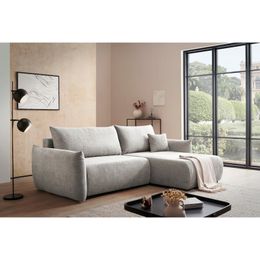 Home Affaire Ecksofa &raquo;MAVAS Schlafsofa mit Bettkasten, L-Form,&laquo; ca.257/127cm (Liegefl&auml;che 212/145 cm), Cord, Chenille, Struktur beige