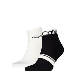 Calvin Klein Herren Kurzsocken &raquo;CK MEN QUARTER LOGO STRIPE&laquo; 2 Paar, mit breitem Rippenb&uuml;ndchen, Cotton-Mix Einheitsgr&ouml;&szlig;e