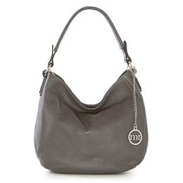 Mia Tomazzi Leder-Schultertasche "Molise" in Grau - (B)30 x (H)20 x (T)8 cm - 74% | Damen-taschen