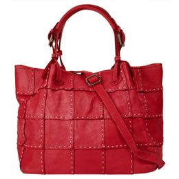 Samantha Look Damen Shopper echt Leder, Made in Italy rot