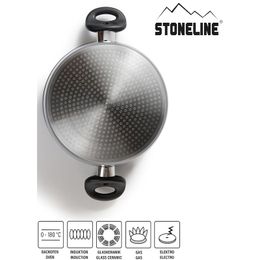 Stoneline Topf-Set Set, 1x Kochtopf &Oslash; 16 cm, 1x Kochtopf &Oslash; 20 cm, 1x Kochtopf &Oslash; 24 cm, 6 Stk. tlg. Aluminium schwarz