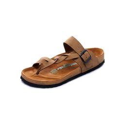 Comfortfusse Leder-Zehentrenner in Hellbraun - 64% | Gr&ouml;&szlig;e 40 | Damen-sandalen