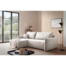 Home Affaire Ecksofa &raquo;MAVAS Schlafsofa mit Bettkasten, L-Form,&laquo; ca.257/127cm (Liegefl&auml;che 212/145 cm), Cord, Chenille, Struktur grau