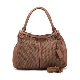 Melina C Leder-Schultertasche "Cordenons" in Taupe - (B)37 x (H)23 x (T)14 cm - 69% | Damen-taschen