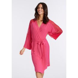 Lascana Damen Lascana Kimono mit sch&ouml;nen Spitzendetails rot 36/38