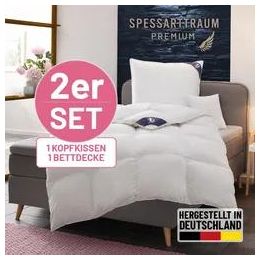 G&auml;nsedaunenbettdecke + Kopfkissen Spessarttraum "Premium******", wei&szlig;, B/L: 135cm x 200cm Anzahl Teile 1, B/L: 80cm x 80cm Anzahl Teile 1, Bezug: Baumwolle F&uuml;llung: G&auml;nsedaune/-feder, warm, Bettdecken Bezug: 100% Baumwolle. Kopfkissen Bezug: 100% Baumwolle. Bettdecken F&uuml;llung: 100% G&auml;nsedaunen. F&uuml;llung Au&szlig;enkammer: 90% G&auml;nsedaunen, 10% G&auml;nsefeder. F&uuml;llung Innenkammer: 100% G&auml;nsefeder, Bettwaren-Se