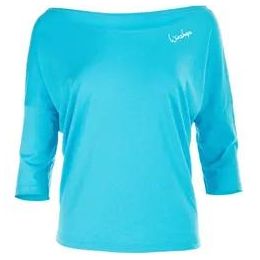 3/4-Arm-Shirt WINSHAPE "MCS001", Damen, Gr. M, blau (sky blau), 50% Modal, 50% Baumwolle, U-Boot-Ausschnitt, Shirts Yogawear Yogashirt, Ultra leicht