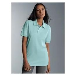 Poloshirt TRIGEMA "TRIGEMA Poloshirt DELUXE Piqu&eacute;", Damen, Gr. S, blau (gletscher), 100% Baumwolle, Basic, Shirts