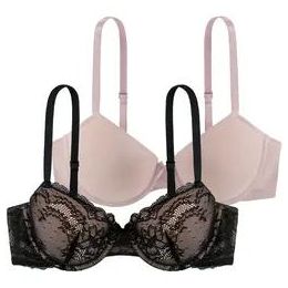 B&uuml;gel-BH Dorina "Chloe", Damen, Gr. 80, Cup E, schwarz (schwarz, blush), Spitze, Obermaterial: 88% Polyamid, 12% Elasthan, gemustert, unifarben, bequem, BHs B&uuml;gel-BH, vorgeformte leicht gepolsterte Cups, florale Spitze, tiefer Ausschnitt