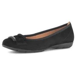 Ballerina Gabor, Damen, Gr. 38,5, schwarz (schwarz, schwarz), Ziegenveloursleder, unifarben, Schuhe Ballerina, Businessschuh, Schlupfschuh mit Hovercraft-Luftkammern