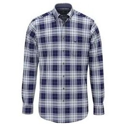 Langarmhemd Fynch-Hatton, Herren, Gr. 4XL, N-Gr, navy, Jersey, Obermaterial: 100% Baumwolle, kariert, regular fit taillenbedeckt, Manschette, Hemden, mit Logo Stickerei