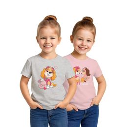 PAW PATROL T-Shirt Oberteil Shirt kurz&auml;rmlig (2er Pack) in grau/rosa | Gr.: 110/116