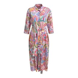 Milano Italy Shirt Bluse Kleid mit weitem Midi-Rock 3/4 &Auml;rmel in Rose Print | Gr.: 36