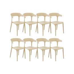 Beliani 8er-Set Esszimmerstuhl GUBBIO in Beige | Gr.: onesize
