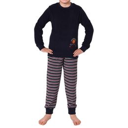 Normann Frottee langarm Schlafanzug Pyjama B&uuml;ndchen und Basketball - 77019 in marine | Gr.: 128