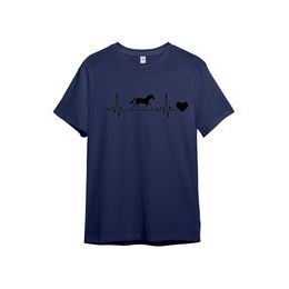 PAULGOS Kinder T-Shirt, Bunter Fu&szlig;ball in Navi-Blau | Gr.: 128