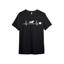 PAULGOS Kinder T-Shirt, Herzschlag mit Pferd in Schwarz | Gr.: 164