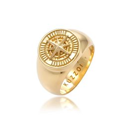 Kuzzoi Ring 925 Sterling Silber Kompass in Gold | Gr.: 62