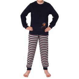 Normann Frottee langarm Schlafanzug Pyjama B&uuml;ndchen und Basketball - 77023 in grau | Gr.: 128