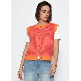 SASSYCLASSY Gestreifte Strickweste in Orange | Gr.: M