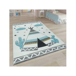 KADIMA DESIGN Kinderteppich Tipi‐Muster Kinderzimmer schmutzabweisend in Creme | Gr.: 133 x 133 cm