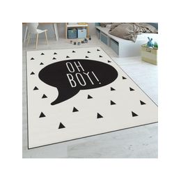 KADIMA DESIGN Kinderteppich Sprechblasenmuster Kinderzimmer schmutzabweisend in Schwarz | Gr.: 80 x 150 cm