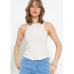 SASSYCLASSY Geripptes Tanktop in beige | Gr.: M