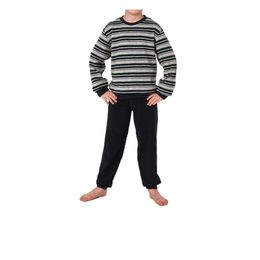 Normann Frottee Pyjama langarm Schlafanzug B&uuml;ndchen - 64779 in grau | Gr.: 122/128