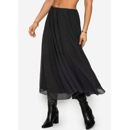 SASSYCLASSY Langer Chiffon Rock in Schwarz | Gr.: S