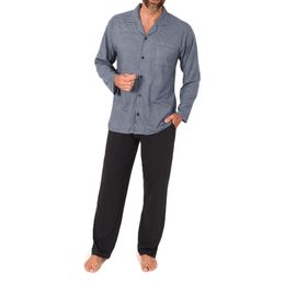 Normann Langarm Schlafanzug Pyjama durchkn&ouml;pfbar in blau | Gr.: 54