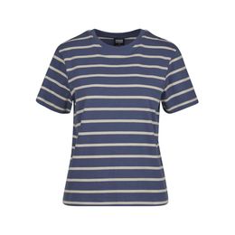Urban Classics Damen Ladies Striped Boxy Tee in whitesand/vintageblue | Gr.: XS